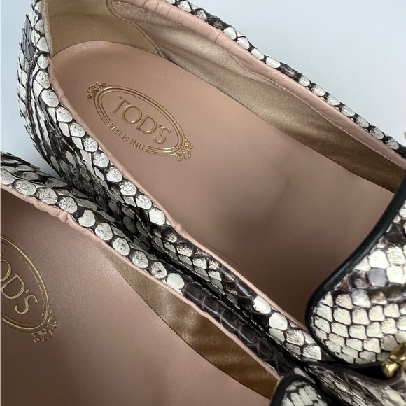 Tod's | Shoes | Tods Double T Brass Buckle Real Snake Skin Loafer ...